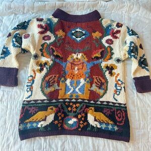 Sweaters | Multicoloured Vintage Cottagecore Hand Knit Cardigan With A ...